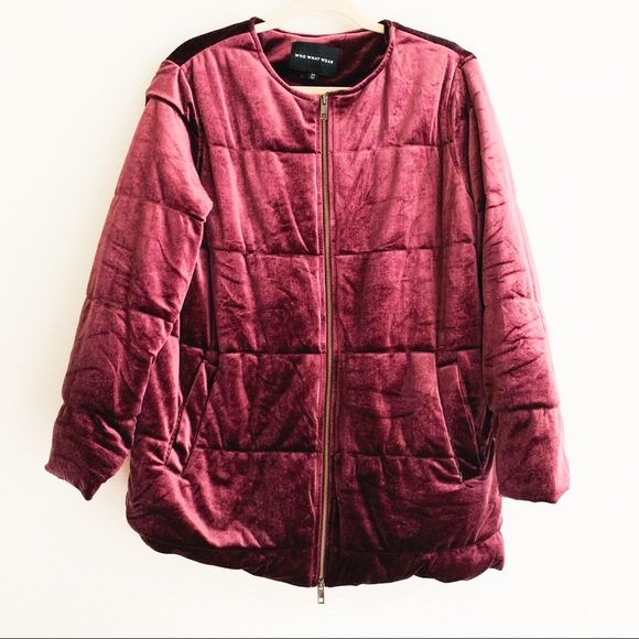 Who What Wear | Jackets & Coats | Who What Wear Berry Velvet Puffer ...